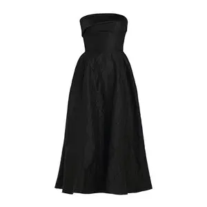 POST MERIDIEM Jacquard Midi Dress With Turn-up - Black
