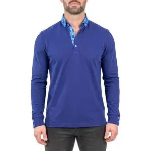MACEOO Newton Long Sleeve Polo - Blue