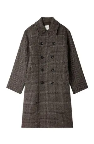 Sandro Check Wool Double-breasted Coat