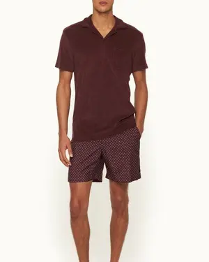 Orlebar Brown Terry Towelling Tailored Fit Towelling Polo Shirt - Damson