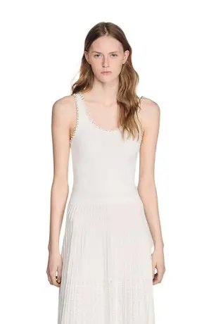 Sandro Rhinestone Knit Maxi Dress