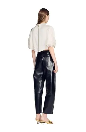 Sandro Satin Cape-effect Crop Top