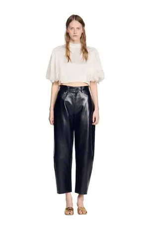 Sandro Satin Cape-effect Crop Top