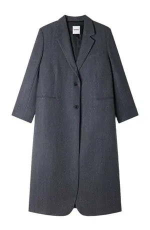 Sandro Long Wool Coat With Rhinestones
