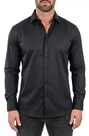 MACEOO Fibonacci Contemporary Fit Button-up Shirt - Black