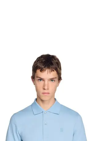 Sandro Cotton Polo Shirt With Leather Logo