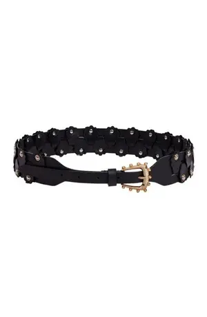 Sandro Interlaced Leather Belt With Studs