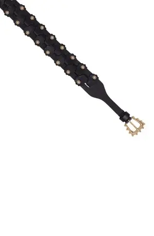 Sandro Interlaced Leather Belt With Studs