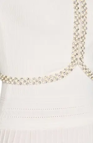 Sandro Cropped Pearl And Strass Cardigan