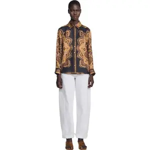 Sandro Scarf Print Silk Shirt