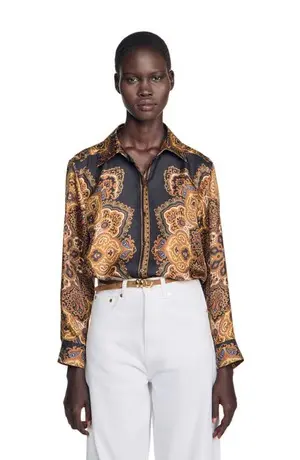 Sandro Scarf Print Silk Shirt
