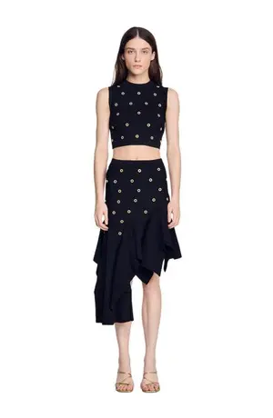 Sandro Studded Knit Skirt