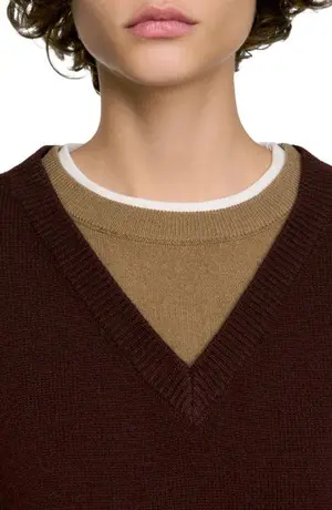 Sandro 2-in-1 Wool And Cashmere Sweater - Bordeaux