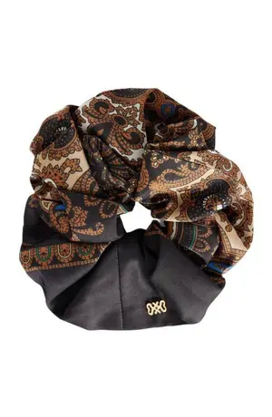 Sandro Scarf Print Scrunchie - Black/ocher