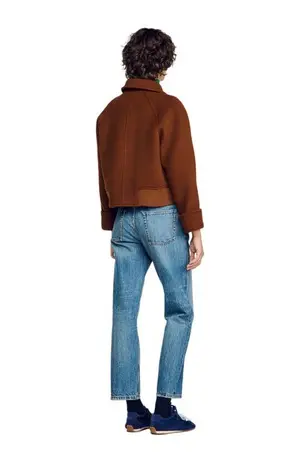 Sandro Short Wool Coat With Flap Pockets