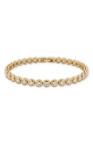 CUFFED BY NANO Bezel Set Cubic Zirconia Tennis Bracelet In Stainless Steel - Gold