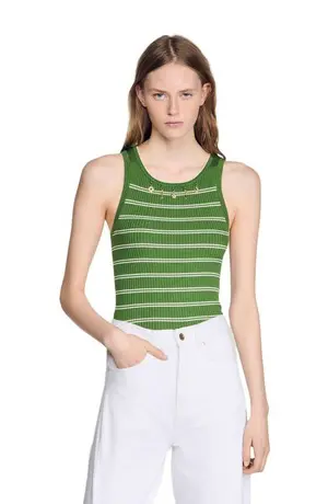 Sandro Striped Vest Top With Tassels