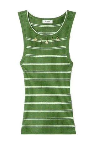 Sandro Striped Vest Top With Tassels