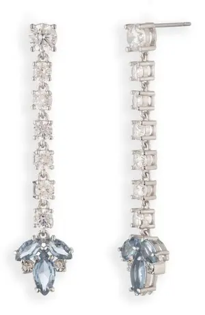 Marchesa Cubic Zirconia Linear Drop Earrings - Blue