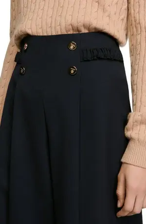 Sandro Buttoned Wide-leg Wool Trousers