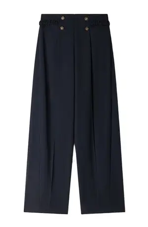 Sandro Buttoned Wide-leg Wool Trousers