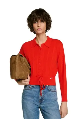 Sandro Le Grand Bazaar Suede Bag