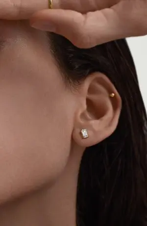 Mejuri Lab Grown Sapphire Emerald Cut Stud Earrings