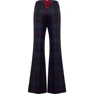 MAISON COMMON Tartan Wool Bootcut Trousers