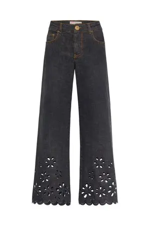 MAISON COMMON Embroidered Cropped Jeans