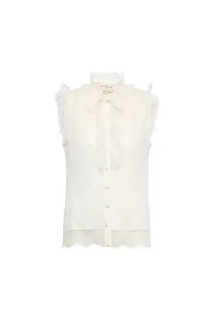 MAISON COMMON Lace Top With Bow Tie Ecru