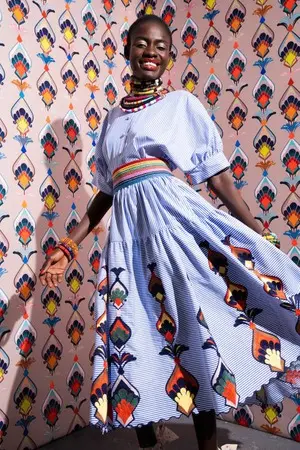 MAISON COMMON Embroidered Striped Cotton Dress