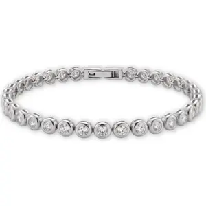 CUFFED BY NANO Bezel Tennis Bracelet In Stainless Steel With Cubic Zirconia - Silver
