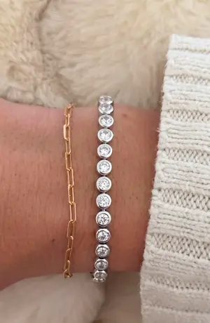CUFFED BY NANO Bezel Tennis Bracelet In Stainless Steel With Cubic Zirconia