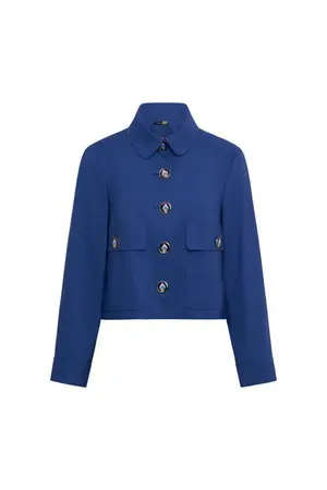 MAISON COMMON Soft Cool Wool Jacket With Geometric Enamel Buttons - Electric Blue