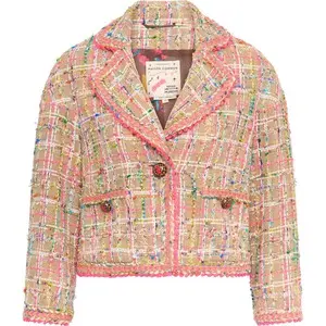 MAISON COMMON Plaid Tweed Jacket With Neon Trimming - Sand/multicolour