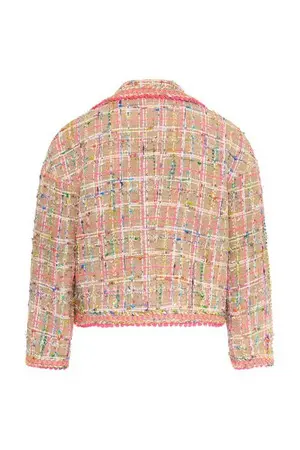 MAISON COMMON Plaid Tweed Jacket With Neon Trimming