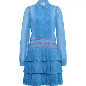 MAISON COMMON Knee Length Plissee Dress - Jeansblue
