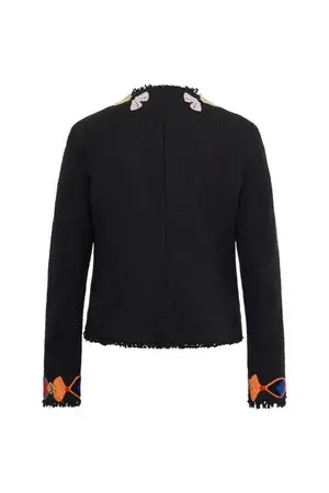 MAISON COMMON Casual Tweed Jacket With Macrame Trim