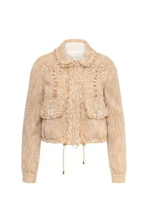 MAISON COMMON Embroidered Bomber Jacket With Fringes
