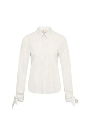 MAISON COMMON Striped Poplin Blouse With Knotted Cuffs