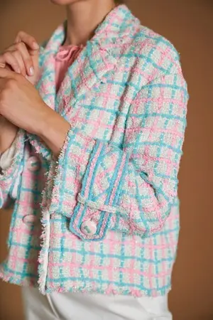 MAISON COMMON A-line Plaid Tweed Jacket