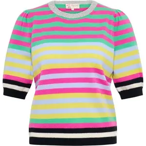 MAISON COMMON Short Sleeve Multi Colored Striped Pullover - Multicolour
