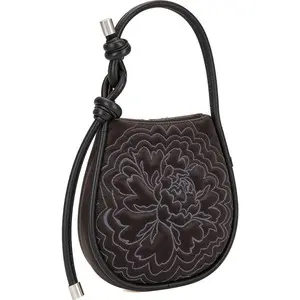 BEHNO Ina Mini Potli N2 Ornate Leather Handheld Bag Black/cacao