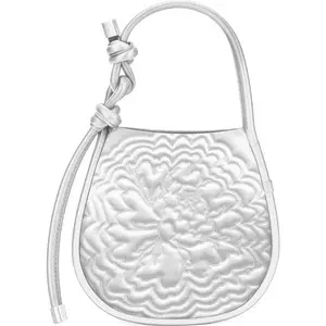 BEHNO Ina Mini Potli N2 Ornate Leather Handheld Bag Silver