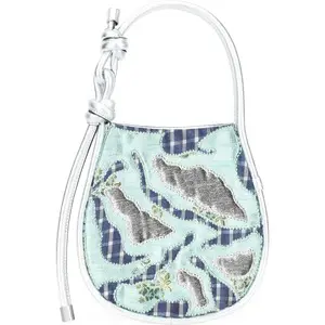 BEHNO Ina Mini Potli Bag - Silver/blue Multi
