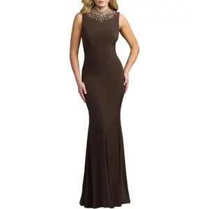 Mac Duggal Sleeveless Rhinestone Embellished High Neck Gown