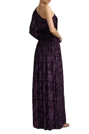 Mac Duggal One Shoulder Burnout Velvet Gown