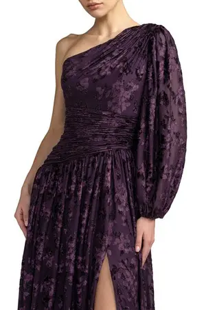 Mac Duggal One Shoulder Burnout Velvet Gown