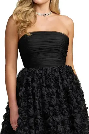 Mac Duggal Strapless 3d Rosette Ball Gown
