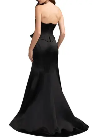 Mac Duggal Strapless Satin Corset Mermaid Gown